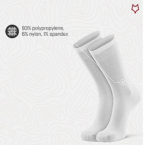 FoxRiver mens Wick Dry Auras Ultra-lightweight Liner Crew hiking socks, White, Large