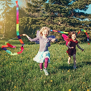 Yilloog 50 Pcs Ribbon Dancing Wands Party Favors, 78.7 Inch Gymnastics Ribbon Streamers Rainbow Artistic Ribbon Dancer Twirling Wands, Rainbow Birthday Decorations (Rainbow,Gradient Style)