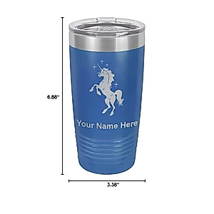 LaserGram 20oz Vacuum Insulated Tumbler Mug, Unicorn, Personalized Engraving Included (Dark Blue)