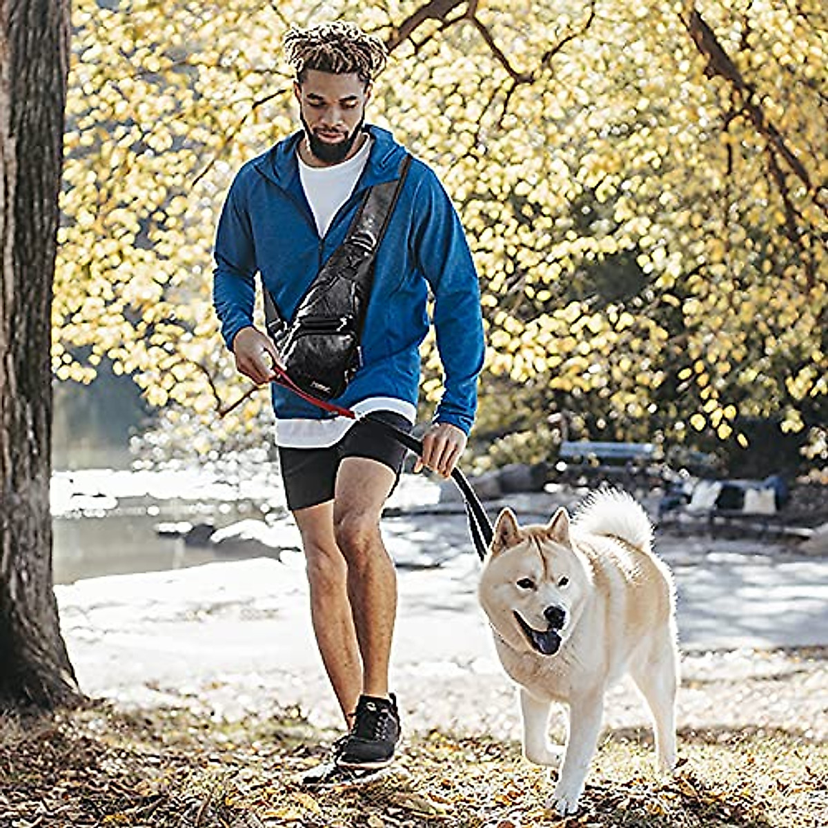 Peicees Leather Sling Bag Mens Crossbody Bag Chest Bag Sling Backpack for Men with USB Charge Port