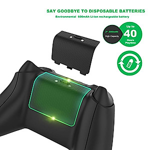 Dual Controller Charger for Xbox Series X/S Controllers, (Two Slot) High Speed Docking Charging Station Kit Updated LED Strap with 2 Rechargeable 600mAh Battery Packs