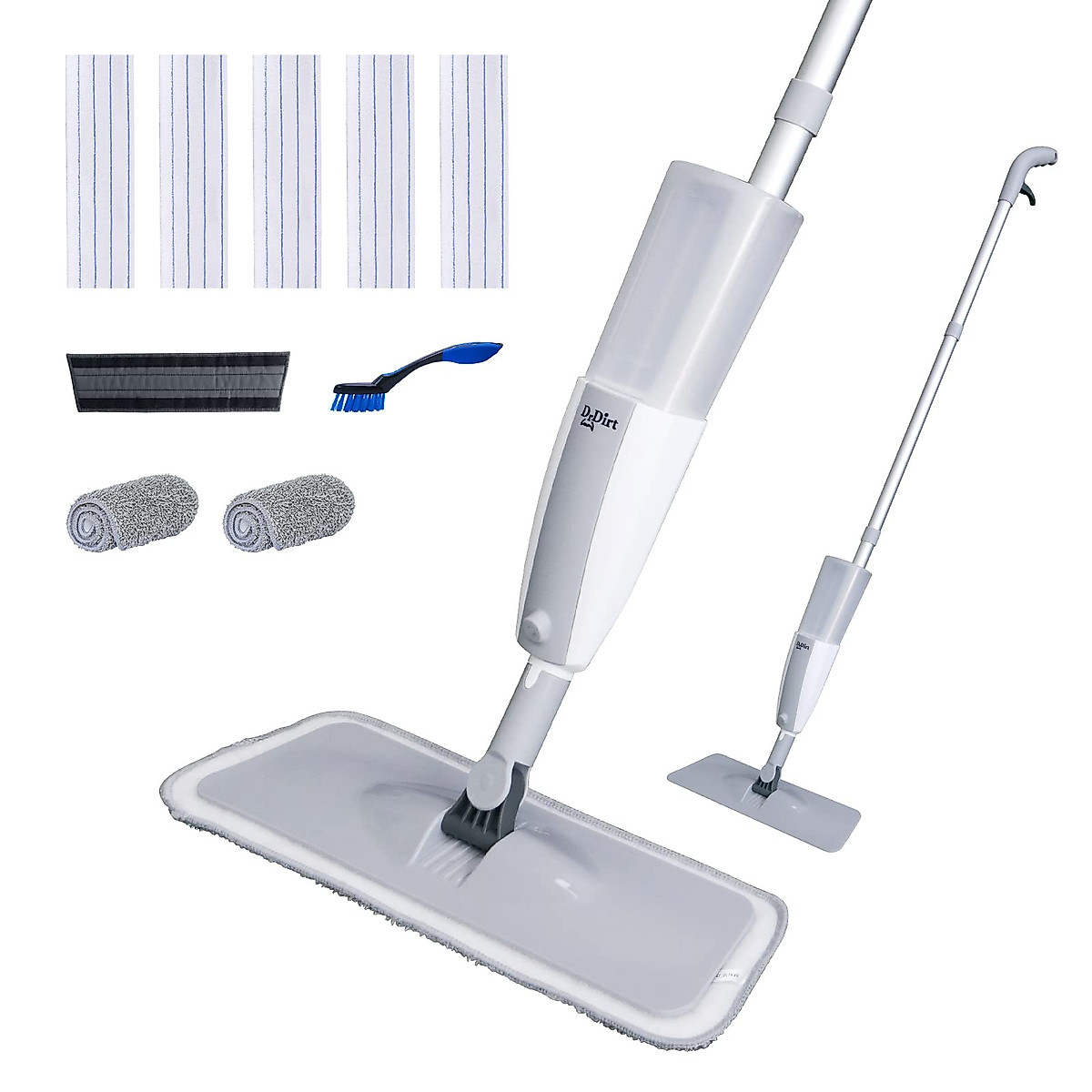 DrDirt Spray Mops for Floor Cleaning, Wet & Dry Mops Mop with Washable Mop Pad, Excessive Pad and 5 Piece Disposable Microfiber Mop Pads for Home Kitchen Bathroom Wood Floor Tile
