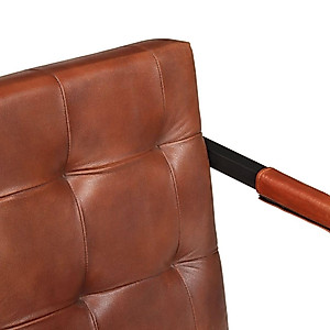 VRAXO 3-Seater Sofa Brown Real Goat Leather,Sofas-64.06lbs