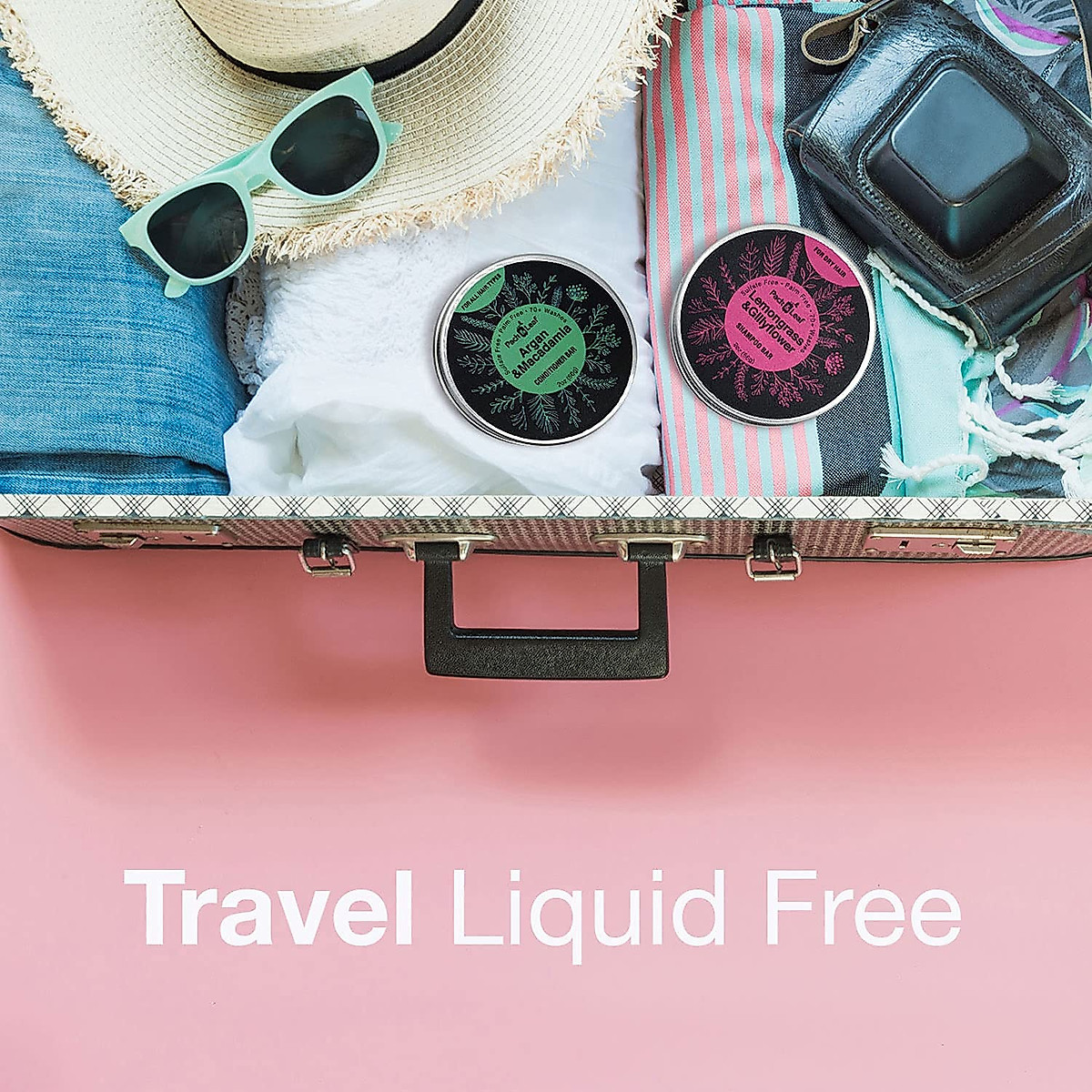 Shampoo Bar and Conditioner Bar Travel Set, Lemongrass & Gillyflower for Dry Hair, Sulfate Free, Palm Oil Free, Plastic Free, Eco-Friendly Natural Solid Bars