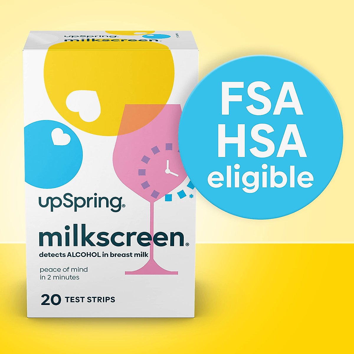Upspring Milkscreen Test Strips to Detect Alcohol in Breast Milk - at-Home Test for Breastfeeding Moms, Simple Breast Milk Alcohol Dip Test with Accurate Results in 2 Minutes, 20 Test Strips