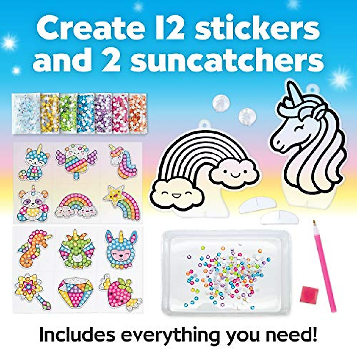 Creativity for Kids Big Gem Diamond Painting Kits: Magical Stickers and Suncatcher DIY Kit - Diamond Art for Kids, Unicorn Gifts for Girls Ages 6-8+