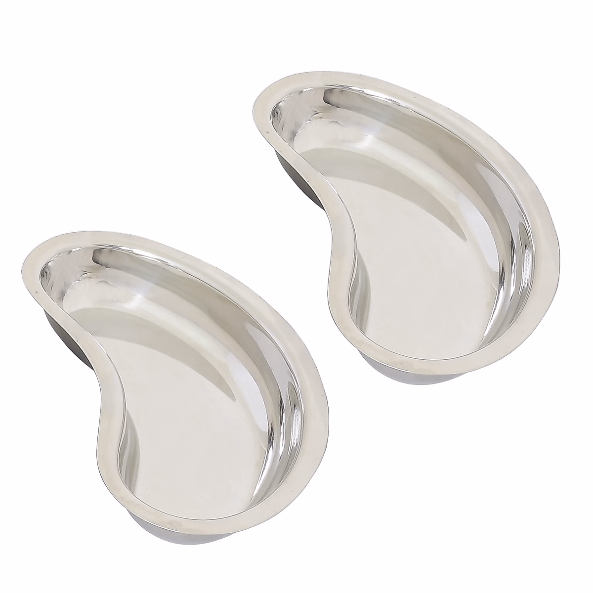 OdontoMed2011 2Pcs 8" Stainless Steel Kidney Tray, Kidney Shaped Emesis Basin, Dental Lab Instruments Trays, Reusable Metal Kidney Dish,for Soiled Dressings, Medic Waster
