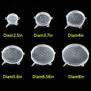 Silicone Stretch Lids Set Of 12 Elastic Reusable Microwave Food Covers Bowl Covers for Can, Cup and Glass Jars