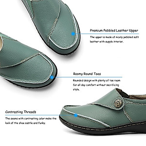 TERRIKAT Women's Classic Casual Green Leather Loafers Cute Moc Toe Slip On Comfort Walking Flats Lightweight Work Shoes 10.5 M US 1202-Lv10.5