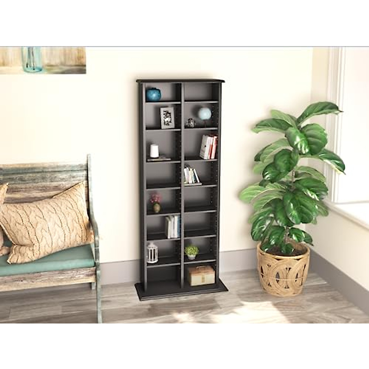 Prepac Double Media (DVD,CD,Games) Storage Tower, Black