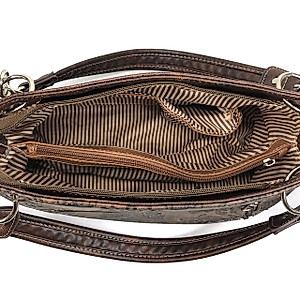 Zelris Women Shoulder Handbag Wallet Set Turquoise Concho Suede Fringe Two Tone Cowgirl Conceal Carry Purse (Western Brown)