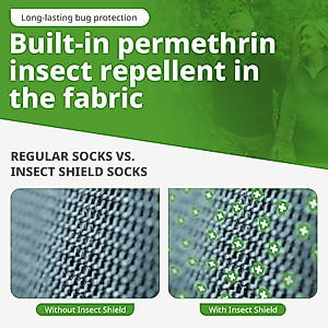 Insect Shield Lightweight and Comfy Traveler Sock with Built-In Bug Repellent, Charcoal, Medium (Pack of 2)