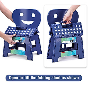 ACSTEP Folding Step Stool with Back Support for Kids,9" Kids Step Stool for Outdoor or Indoor Kitchen Step Stools and Bathroom Stool for Toddlers Boys Girls - Royal Blue