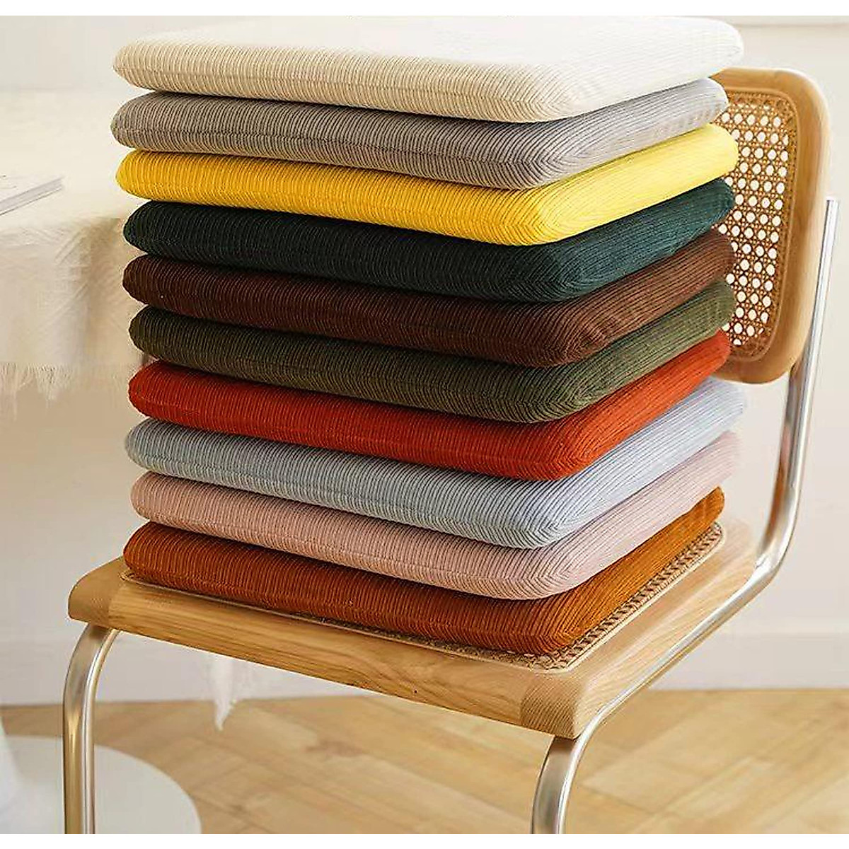 Memory Foam Chair Cushions for Dining Chair Pads Square 18" x 18" Thick Reversible Seat Cushion for Kitchen Living Room Office Chair Seat Cover Machine Washable (18" x 18", Coffee)