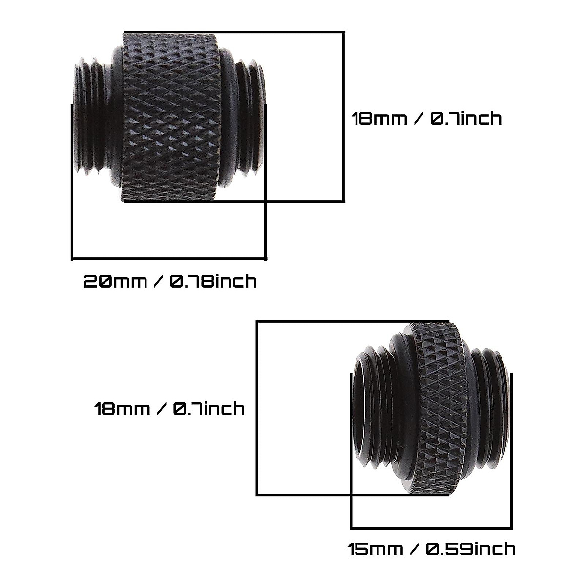 2pcs Black G1/4 Water Cooling Adapter with O- Ring Rubber Water Stop Plug Compatible with Computer Water Cooling System Water Tank and Pump