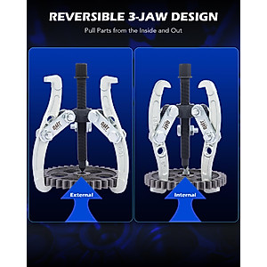 Orion Motor Tech Gear Puller Set, 3" 4" 6" 3 Jaw Puller Kit for Pulley Gear Bearing Flywheel Removal, Heavy Duty Pulley Puller with Reversible Jaws 3 pcs Bearing Puller Tool Kit