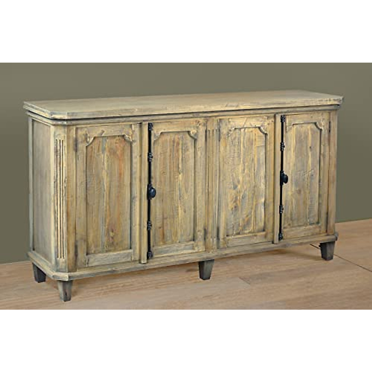Sunset Trading Cottage 71" Panel Door Credenza | Driftwood Brown Solid Wood Fully Assembled Cabinet Sideboard
