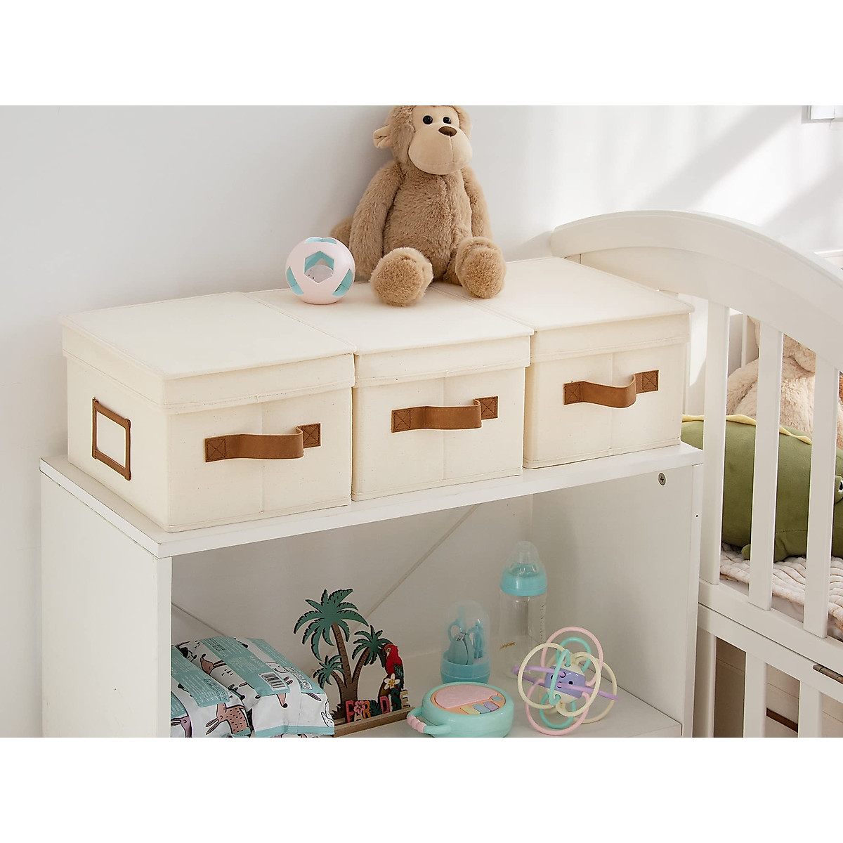 StorageWorks 3-Pack Decorative Storage Baskets with 2-Pack Narrow Storage Bins