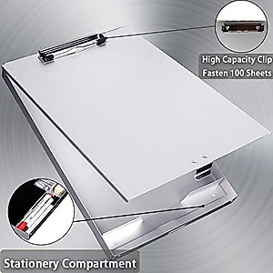 ROCOFF Metal Clipboard with Storage - Letter Size Aluminum Clipboards, Low Profile Clip Box Heavy Duty, Great for Office Jobsite or Classroom, Medical System, Law Enforcement, Single Compartment