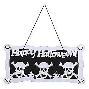 Halloween Banner, Halloween Door Banner Halloween Sign Clear Printing Decorative Rectangular Happy Halloween Banner for Bedroom Coffee Bar Garden halloween decorations(skull)