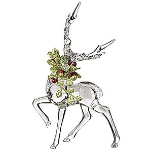 Ganz Kissing Krystals Christmas Acrylic 6" Mistletoe Reindeer Figurine