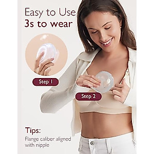 Momcozy Milk Collector for Breastmilk, Pea Breastfeeding Milk Catchers with Flange & Valve More Adsorption & Fit, Silicone Milk Collector Reusable Breast Milk Shells 2.5oz/75ml, 2 Pack