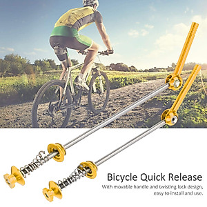VGEBY Quick Release Skewer, 1Pair High Strength Mountain Bike Front Rear Wheel Skewer Set for Alloy Quick Release Skewer Lever Cycling Accessory(Gold) Bike Skewers