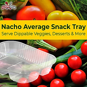 Anti-Spill, Large 6x8 Inch Plastic Nacho Trays 25 Pack. Reusable 2 Compartment Boats Great for Dips, Snacks, Fair Foods. Portable Nacho Chip Holders for School Carnivals, Parties, Concession Stands