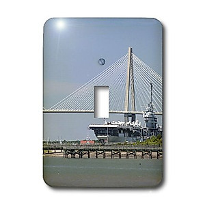 3dRose lsp_94257_1 SC, Ravenel Bridge Yorktown Aircraft carrier-US41 CMI0056-Cindy Miller Hopkins Single Toggle Switch, Multicolor