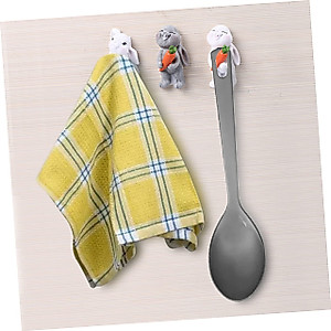 Zerodeko 2pcs Cute Clothes Hook Over Cabinet Rabbit Hooks Over Door Hook Entryway Wall Hangers Bag Wall Hook Hanger Towels Hanging Robe Hook Rustic Wall Coat Rack White Cartoon Wall Mount