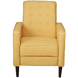 CHRISTOPHER KNIGHT HOME Mason Mid-Century Modern Tuft Back Recliner (Qty of 1, Fabric/Muted Yellow).
