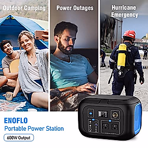 Portable Power Station 600W Power Bank 296Wh Solar Generator Lithium Battery Portable Generator Fast Charging with LED Light Battery Pack 9 Outputs Power Supply for Home Camping Emergency Backup