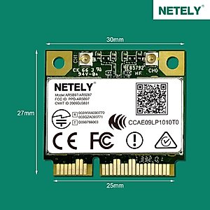 NETELY IEEE 802.11N Mini-PCIE Interface 300Mbps WiFi Adapter for Laptop PCs and Desktop PCs, Mini-PCIE WiFi Card, Qualcomm Atheros AR9287 Wireless Network Adapter (AR9287)