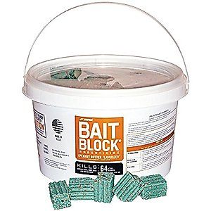 JT Eaton 704-PN Bait Block Rodenticide Anticoagulant Bait, Peanut Butter Flavor, For Mice and Rats (Pail of 64)