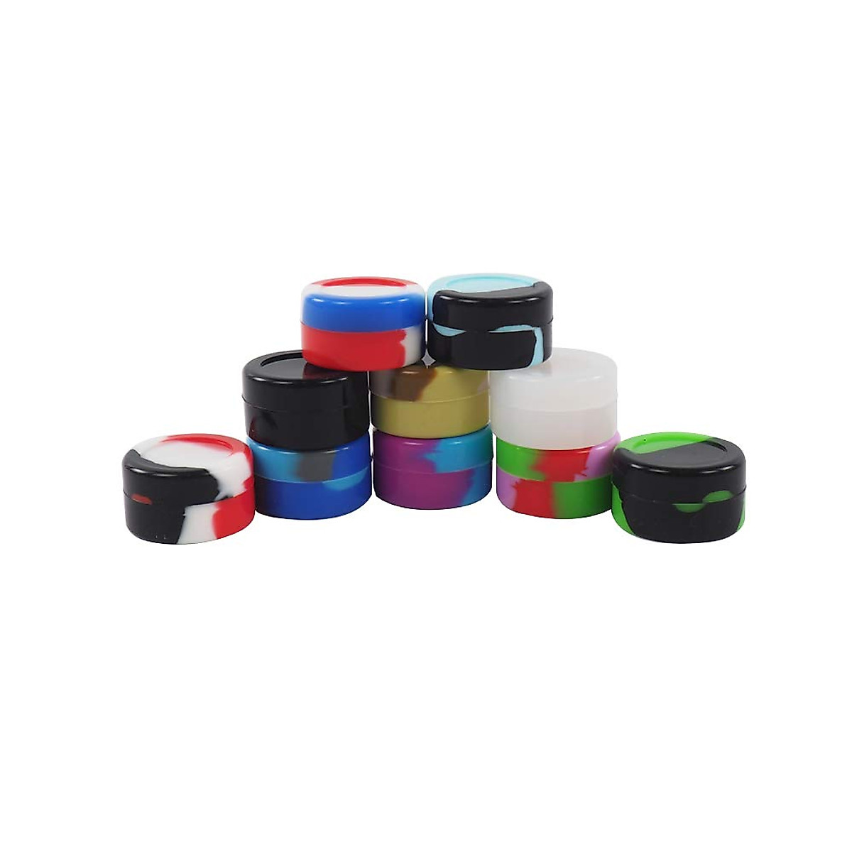 TOPJAR 10pcs 5ml Silicone Container Non Stick Cylindrical Box Multi Use Storage Oil Jar Assorted Color