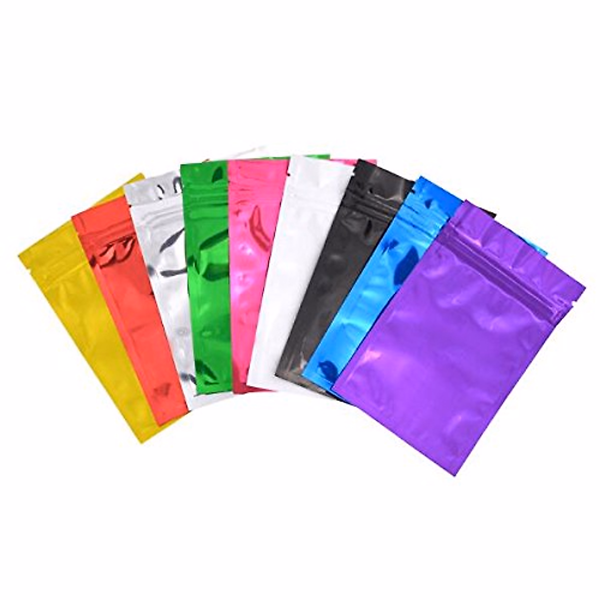 100pcs 3x4" Colorful Self Sealing Double-Sided Color Mylar Foil Flat Heat Sealable Bag Food Grade Storage Packing Pouch (White)
