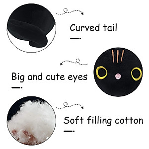 Cuecutie 9.8" Black Cat Plush Kawaii Cat Pillow Black Cat Stuffed Animal Plushies Cute Round Eyes Kitten Plush Doll Toy for Friend Birthday Valentine Christmas