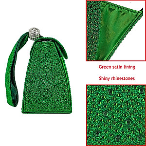 Women Rhinestone Unique Evening Bag Triangle Handbag Wristlet Clutch Purse Wrist Bag