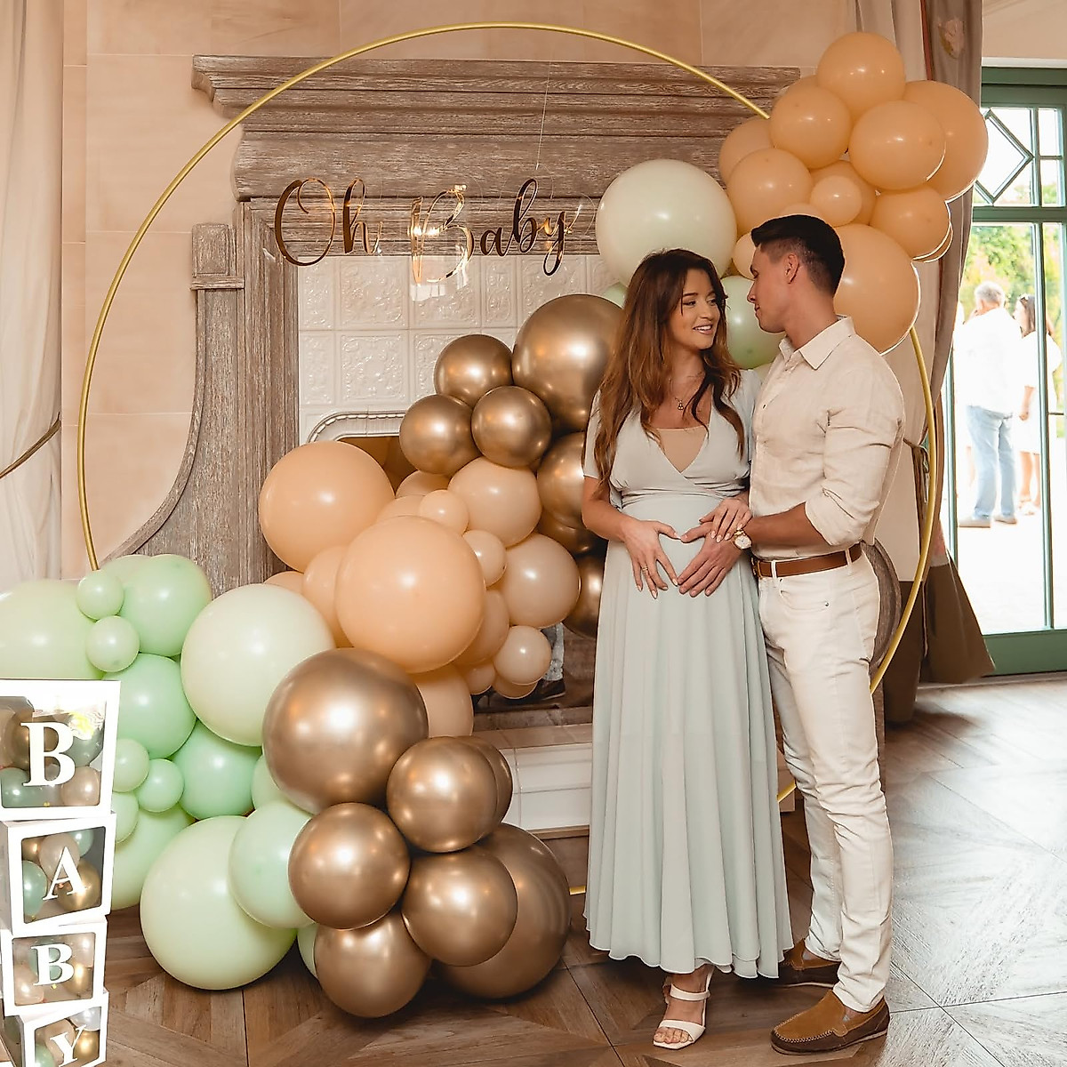 6.6FT Balloon Arch Stand Metal Round Backdrop Stand with Thickened Water Bags 50pcs Balloon Clip Storage Bag Circle Balloon Arch Frame Wedding Arches for Ceremony Birthday Party Baby Shower Decoration