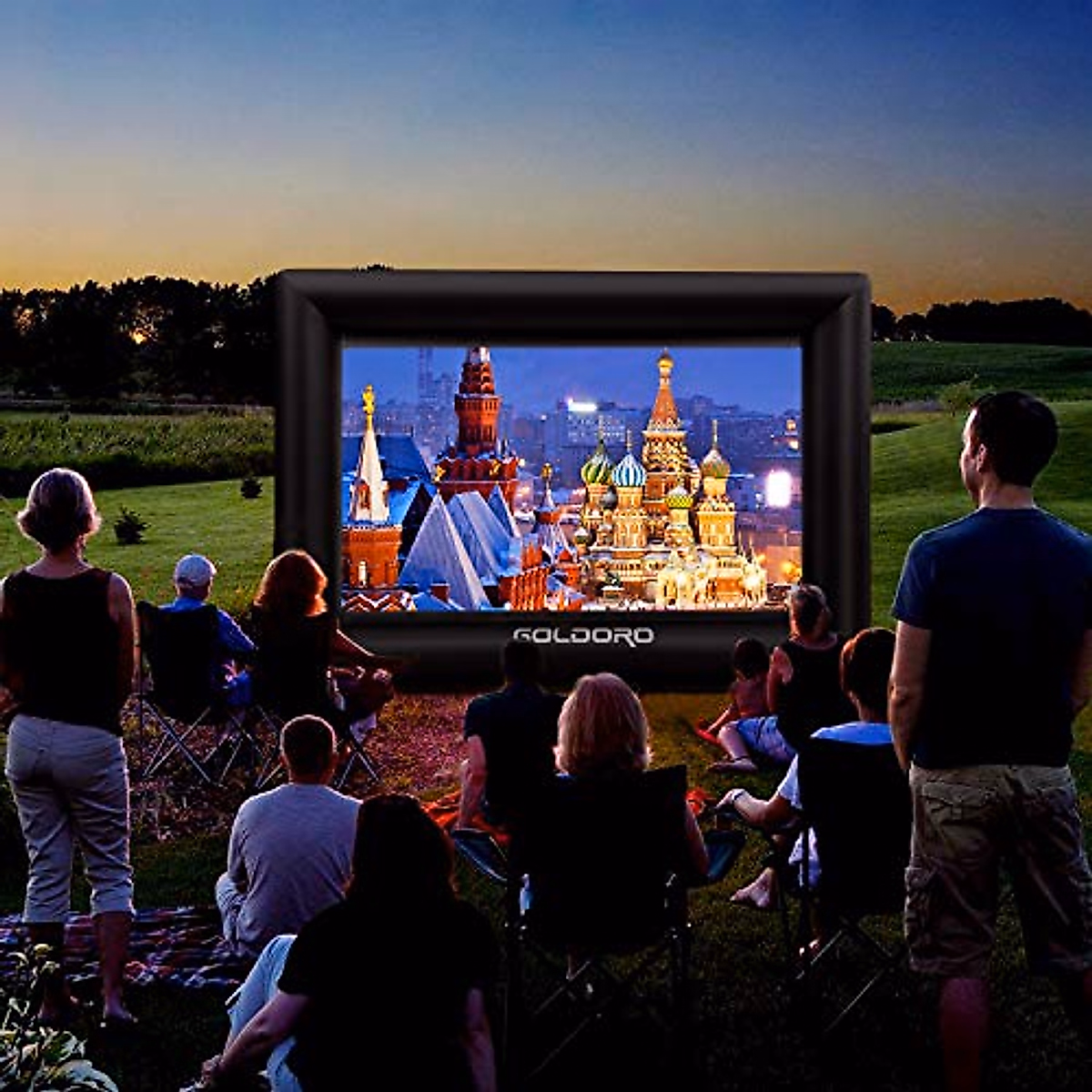 GOLDORO 16ft Inflatable Movie Screen - Projection Screen for Outdoor Parties, Outdoor Projector Screen with Blower and Portable Bag for Backyard Pool
