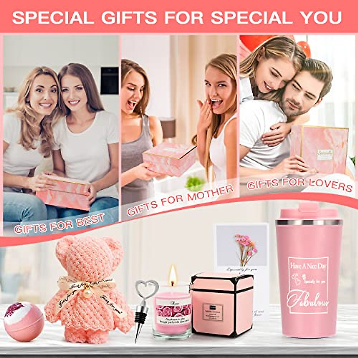 Birthday Gifts for Women, Wine Lover Gift Basket Idea for Mom Sister with Gift Card Towel Candle for Bridal Shower Retirement Unique Friendship Gift Box for 30th 40th