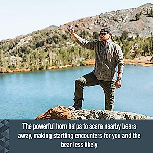 SABRE Frontiersman 9.2 fl oz. Bear Spray, Maximum Strength 2.0% Major Capsaicinoids, Powerful 35 ft. Range Bear Deterrent and Bear Horn with Locking Top