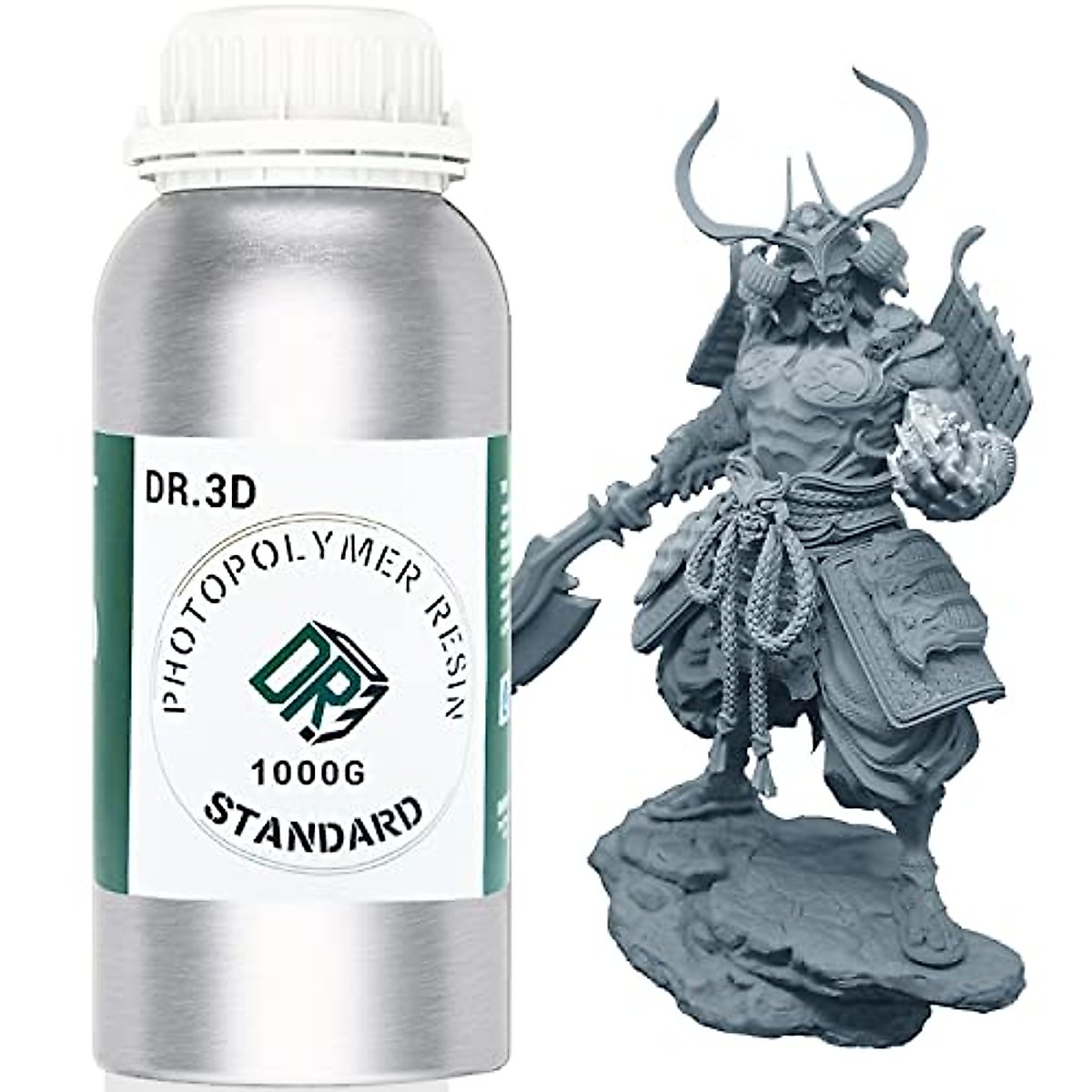 【DR.3D】3D Printer Resin, Smelless Standard Resin for 3D Resin Printer, 405nm Photopolymer Resin with Great Details & Ragidity, Fast Curing Resin for LCD 3D Printing, Grey 1000g