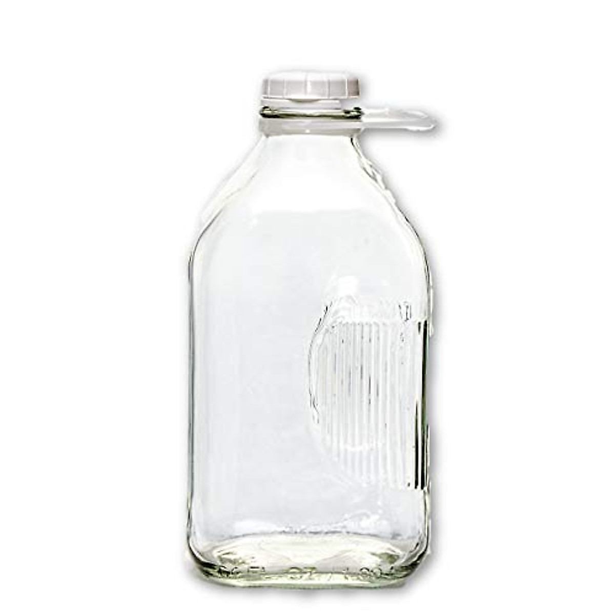 The Dairy Shoppe Glass Milk Bottle, Heavy Glass with Lid, Creamery Style (1, Half Gallon)
