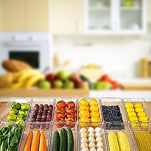 Freezer Organizer Storage Bins, Pantry Storage Fridge Organizer Storage Bins and Cabinet Organizers for Bath Kitchen and Dresser (8)