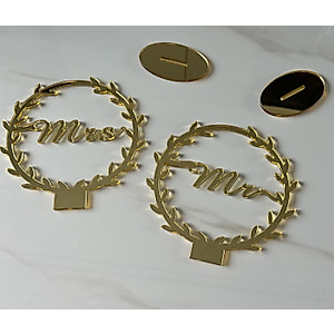 Gold Mirror MR and MRS Wedding Deco,Gold Standing Mr & Mrs Sign Rustic Mr and Mrs Sign for Sweetheart Table Decor