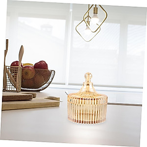 FELTECHELECTR Candy Dish with Lid Covered Candy Bowl Swab Bottle Decorative Storage Jar Ideal for Elegant Candy Container for Sweets and Treats