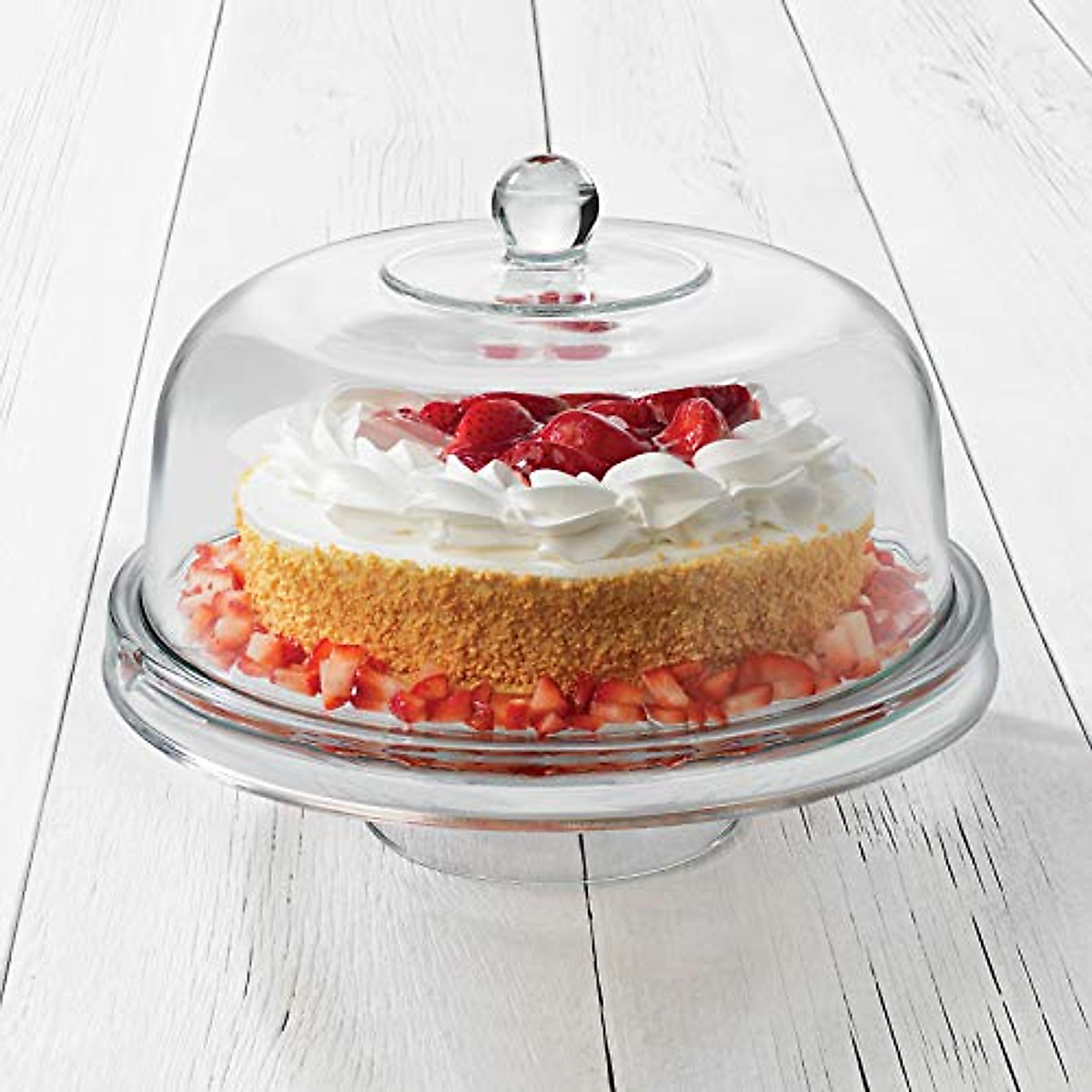 Libbey Selene 6-in-1 Multiuse Glass Server, Punch Bowl, Chip and Dip Bowl, Cake Stand