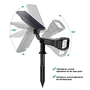 URPOWER Solar Lights Outdoor, Adjustable Solar Spot Lights Outdoor Spotlight 2-in-1 Waterproof Solar Landscape Lights Wall Light, Dusk-to-Dawn Solar Powered Light for Yard, Garden (Cool White, 2 Pack)