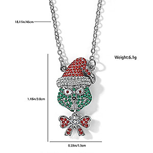 Dckazz Christmas Necklace for Women Grinch Bow Necklace Xmas Christmas Gift Holiday Jewelry for Christmas New Year Party Accessories